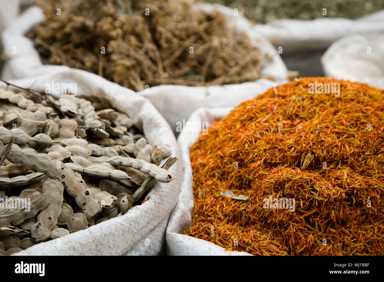 UAE, Dubai, many different spices are for sale at the spice souq in ...
