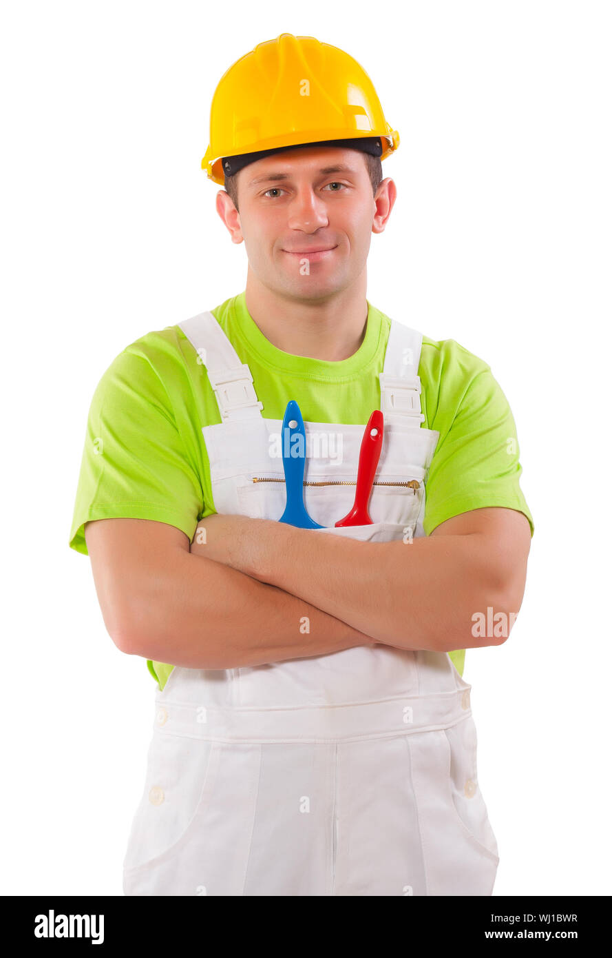 Professional smiling painter isolated over white background Stock Photo ...