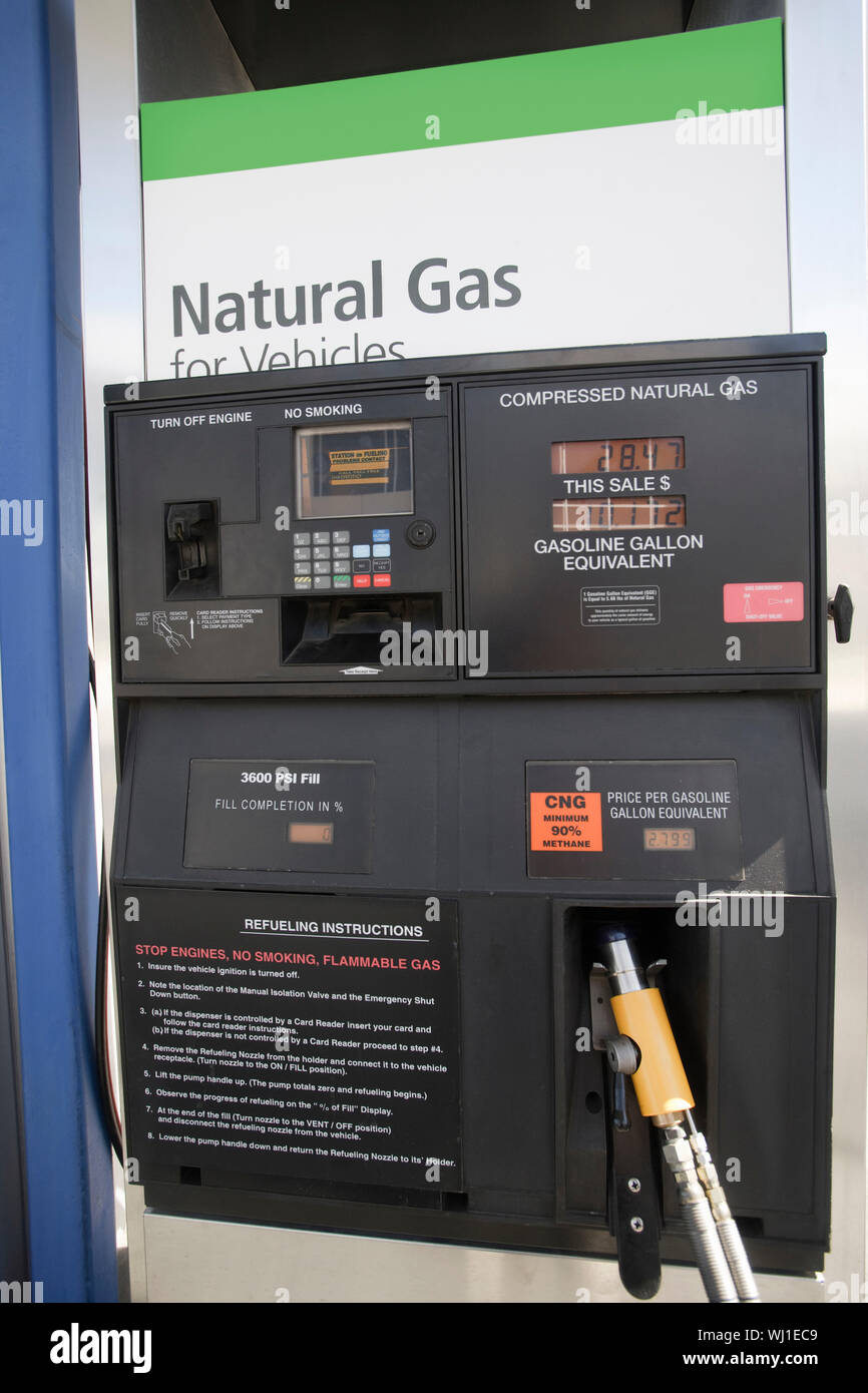 Gas station fuel pump with natural gas Stock Photo - Alamy