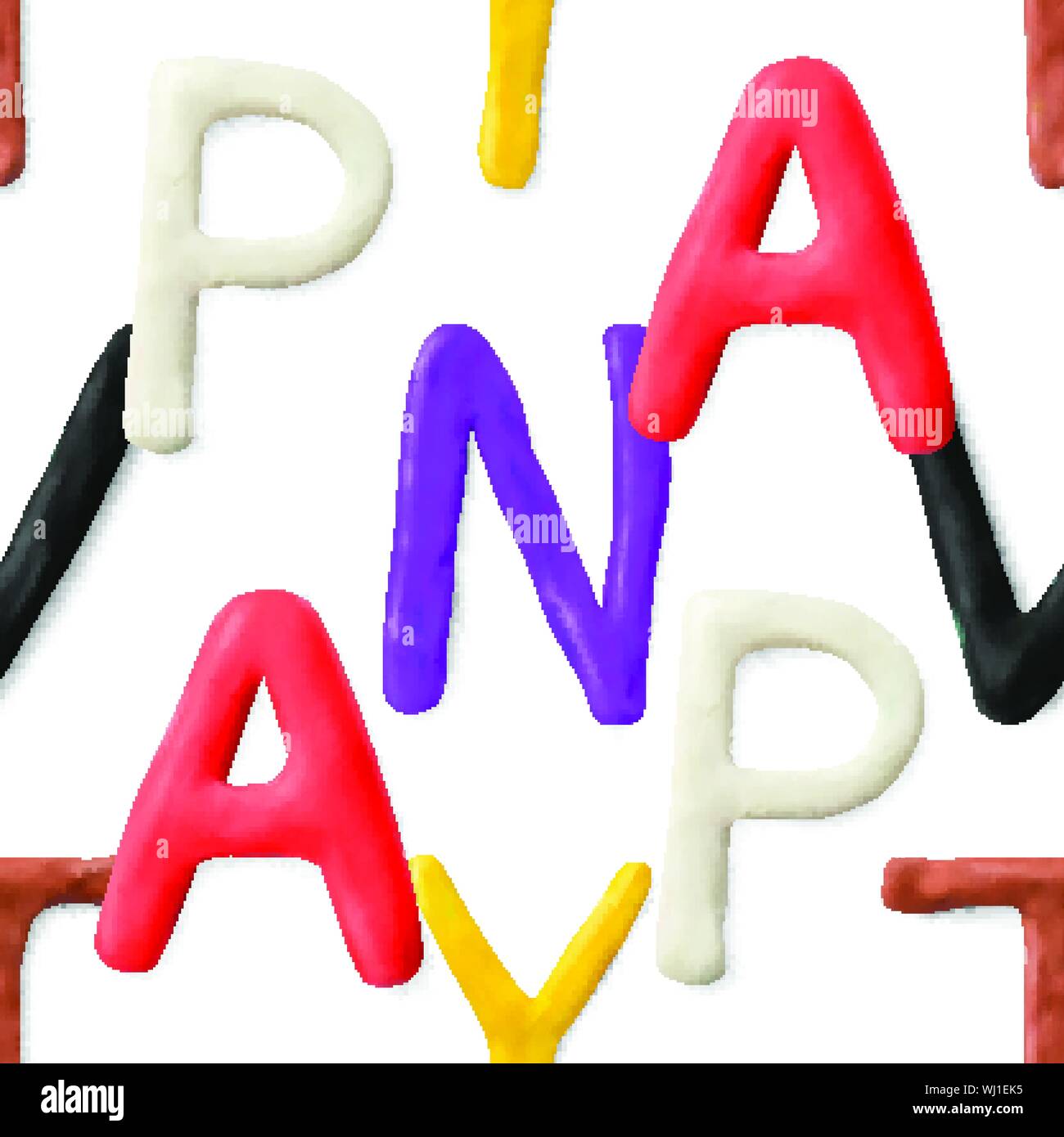 Seamless pattern with alphabet. Handmade modeling clay letters ...