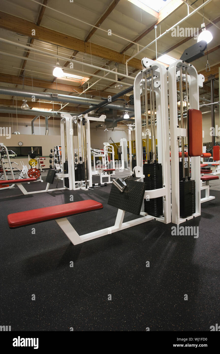 Interior view of a gym with equipment Stock Photo - Alamy