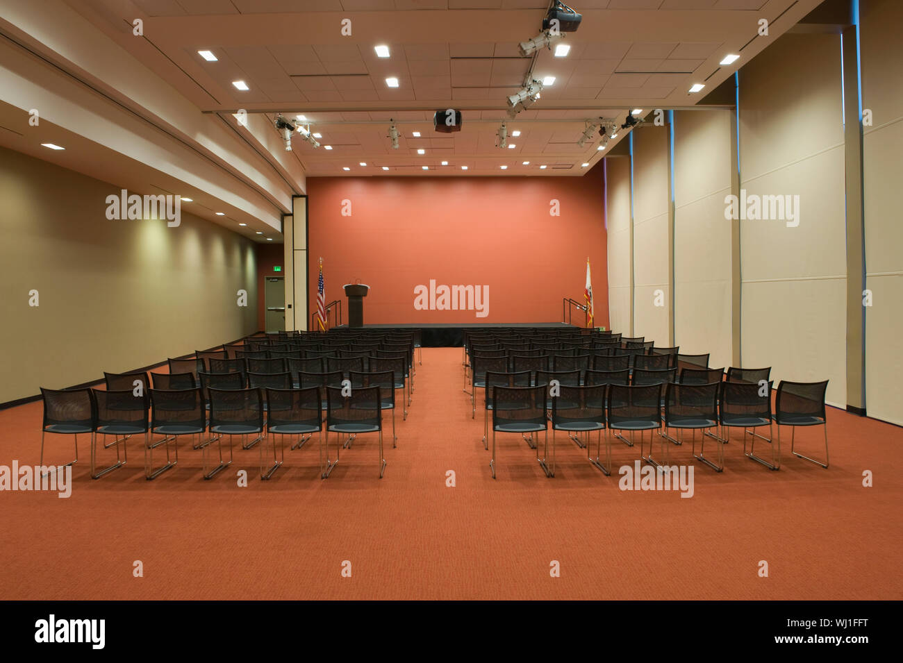 Row of empty chairs in a modern conference hall Stock Photo - Alamy