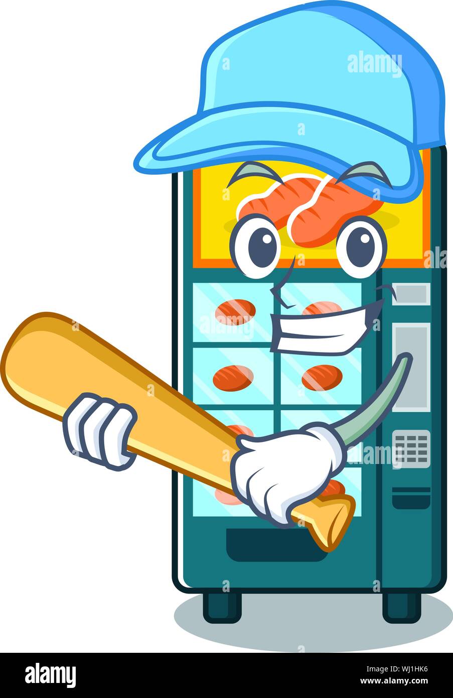 Playing baseball bakery vending machine isolated the cartoon Stock ...