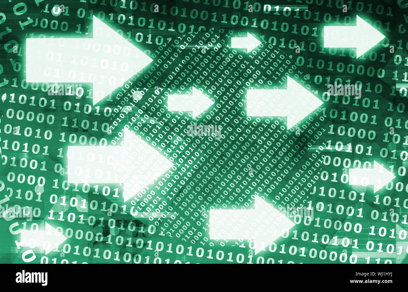 Binary Data Stream with Arrows on Digital Abstract Stock Photo - Alamy