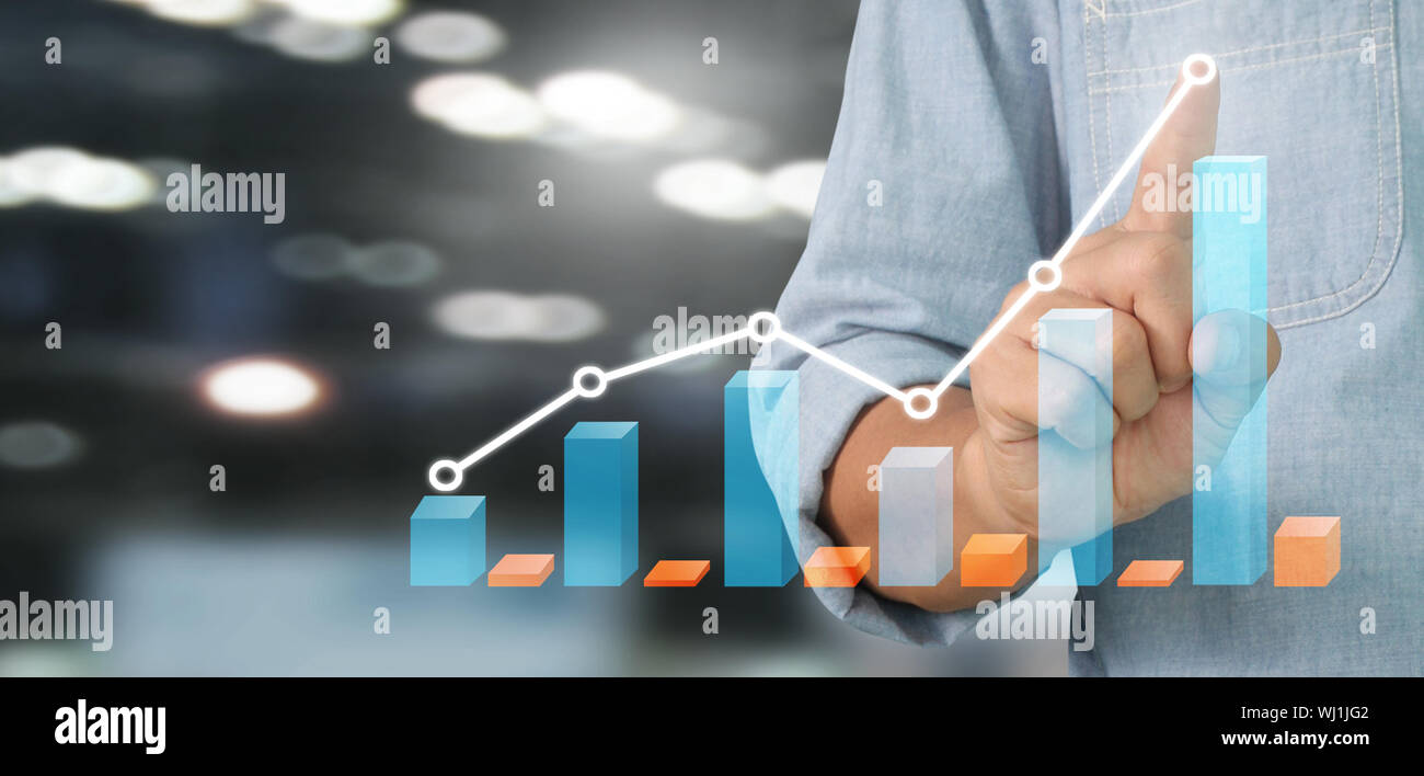 Businessman plan graph growth and increase of chart positive indicators ...