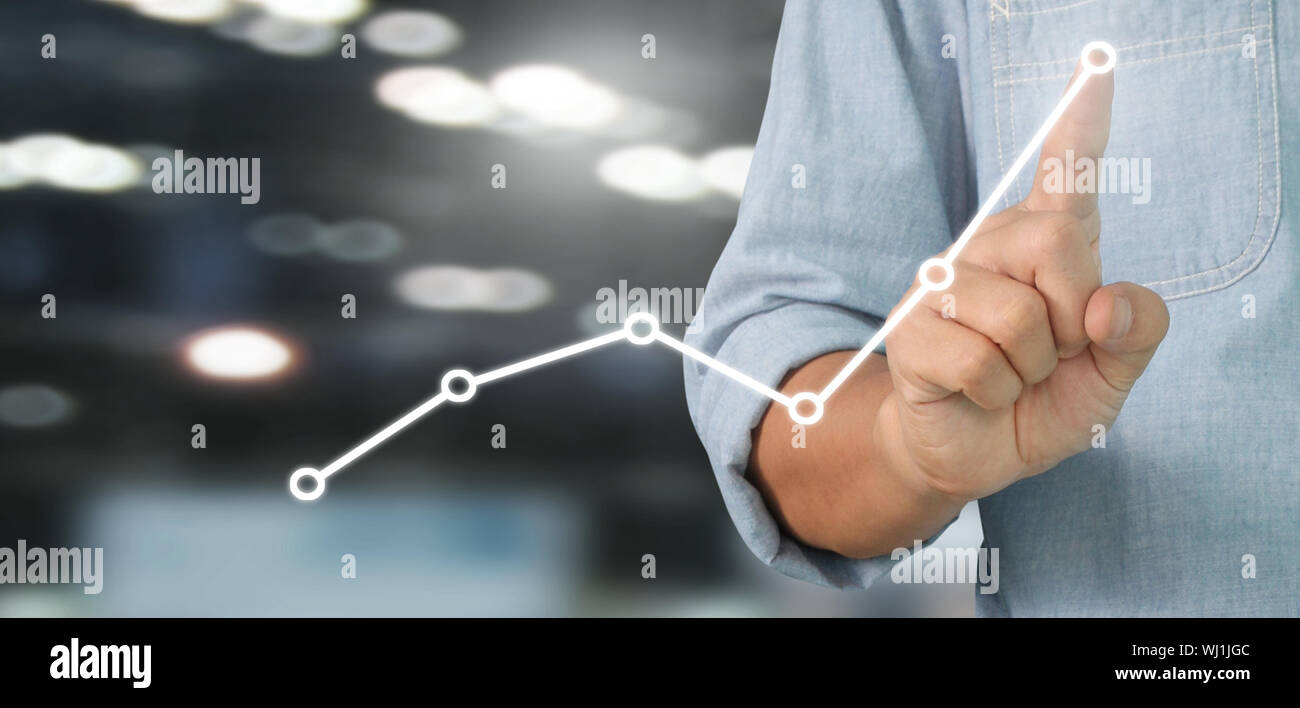 Businessman plan graph growth and increase of chart positive indicators ...