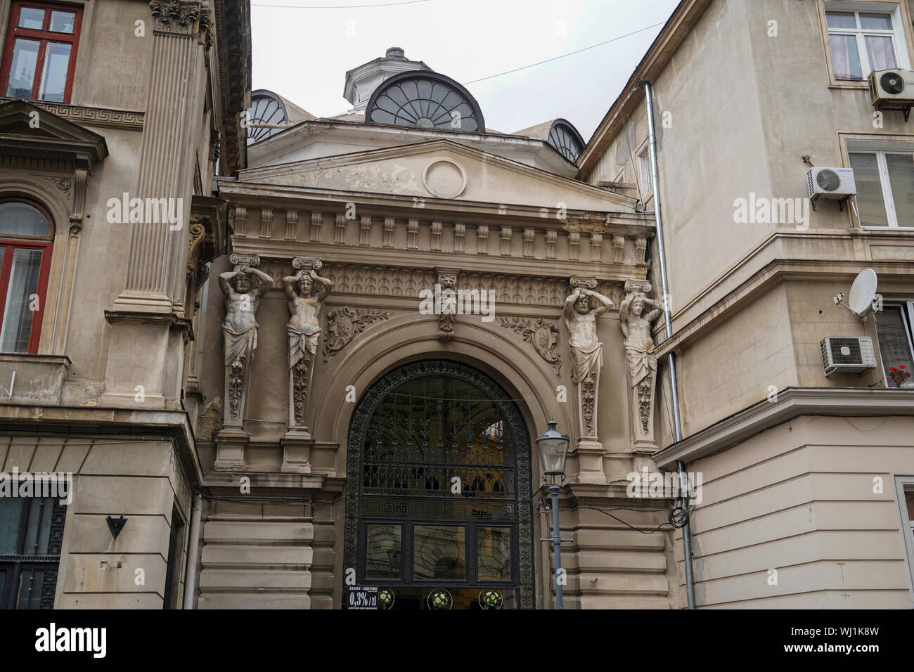 Post communist decay, dilapidated building deterioration, Bucharest ...