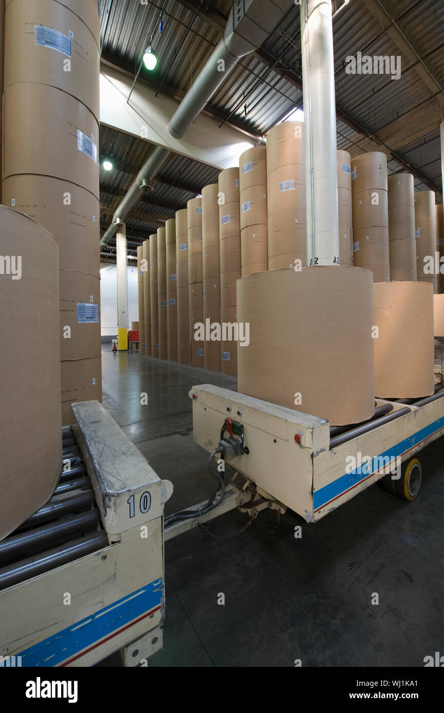 View of huge rolls of paper in newspaper factory Stock Photo - Alamy