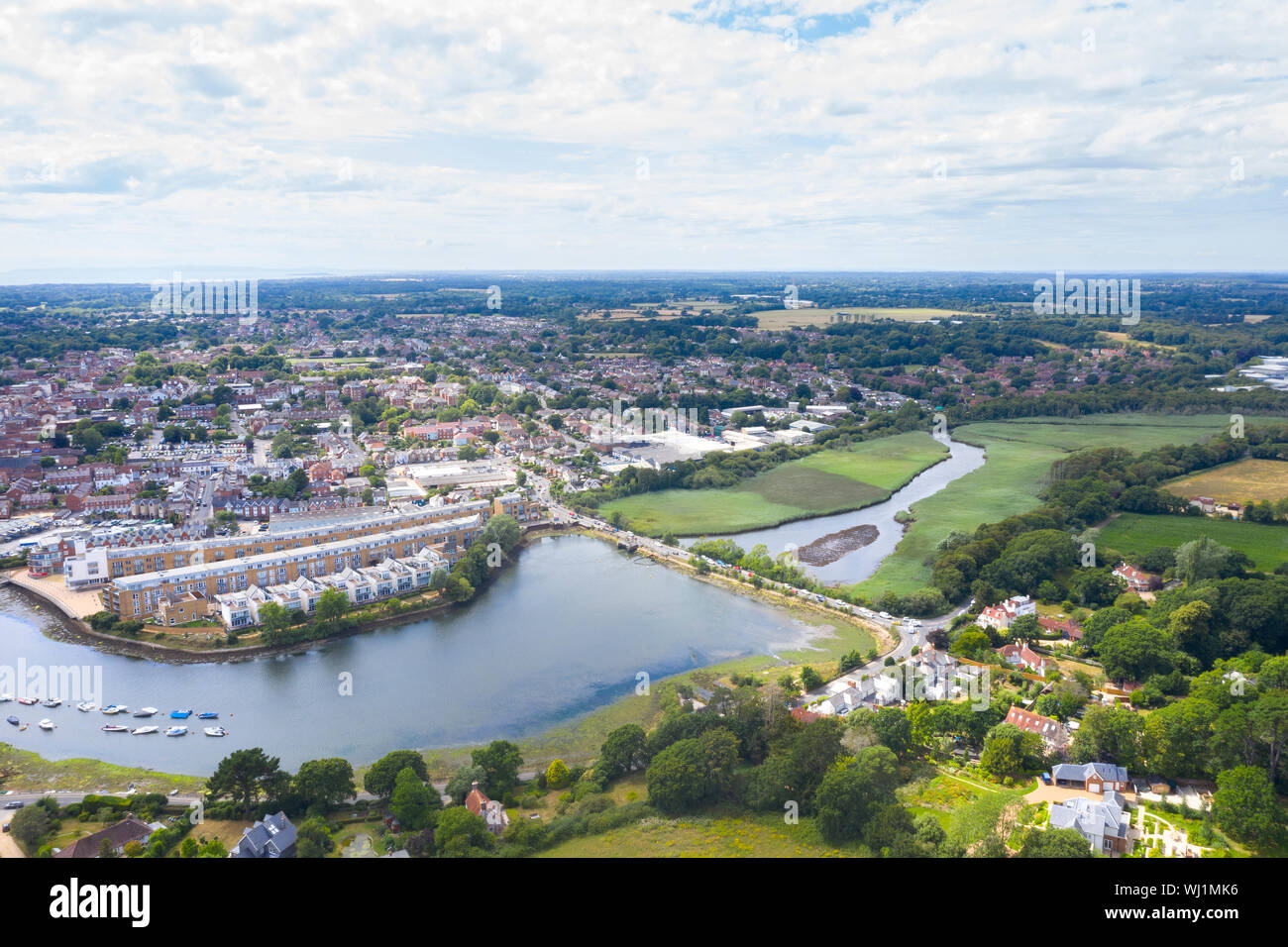 Aerial photo of river and estuary at lymington hi-res stock photography ...