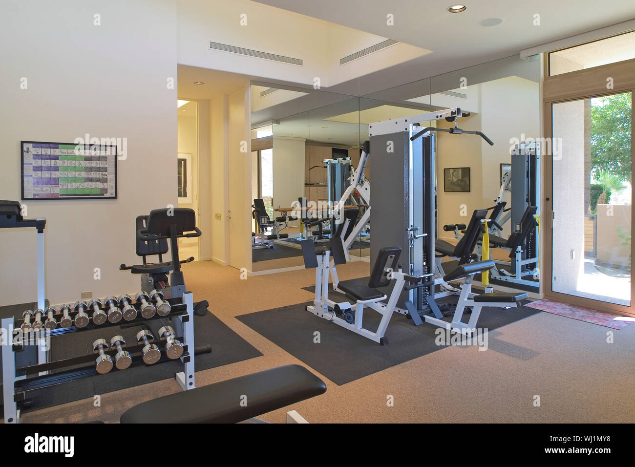 Interior view of a gym with equipment Stock Photo - Alamy