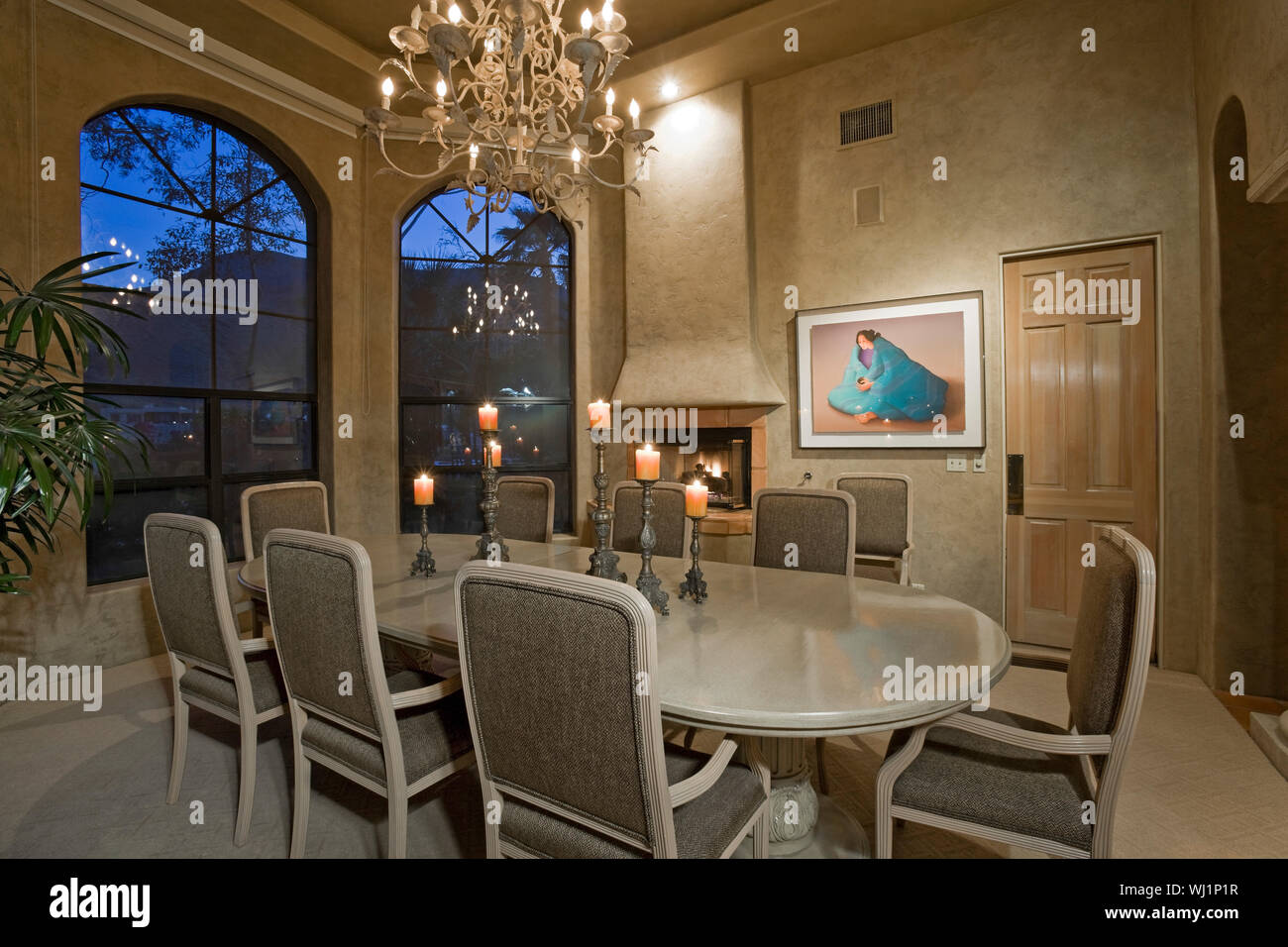 View of a modern dining room in a house Stock Photo - Alamy