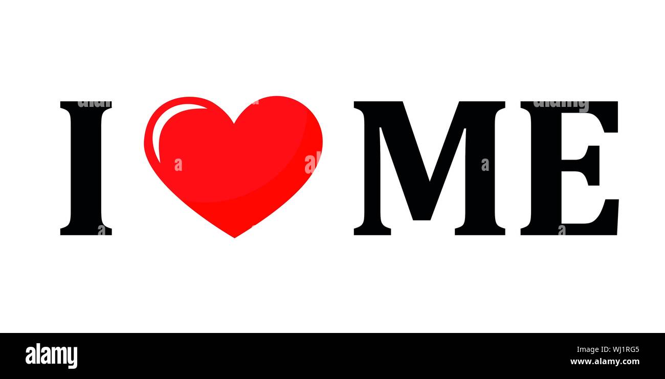 I love me typography with red heart vector illustration EPS10 Stock ...