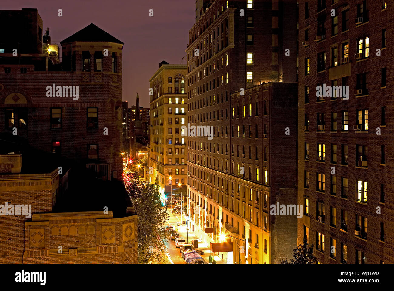 Illuminated New York street, view from above Stock Photo - Alamy