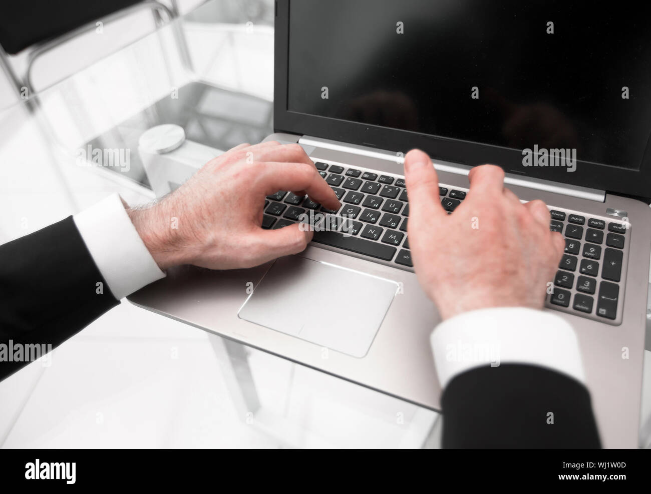 close up.business man typing text on laptop Stock Photo - Alamy