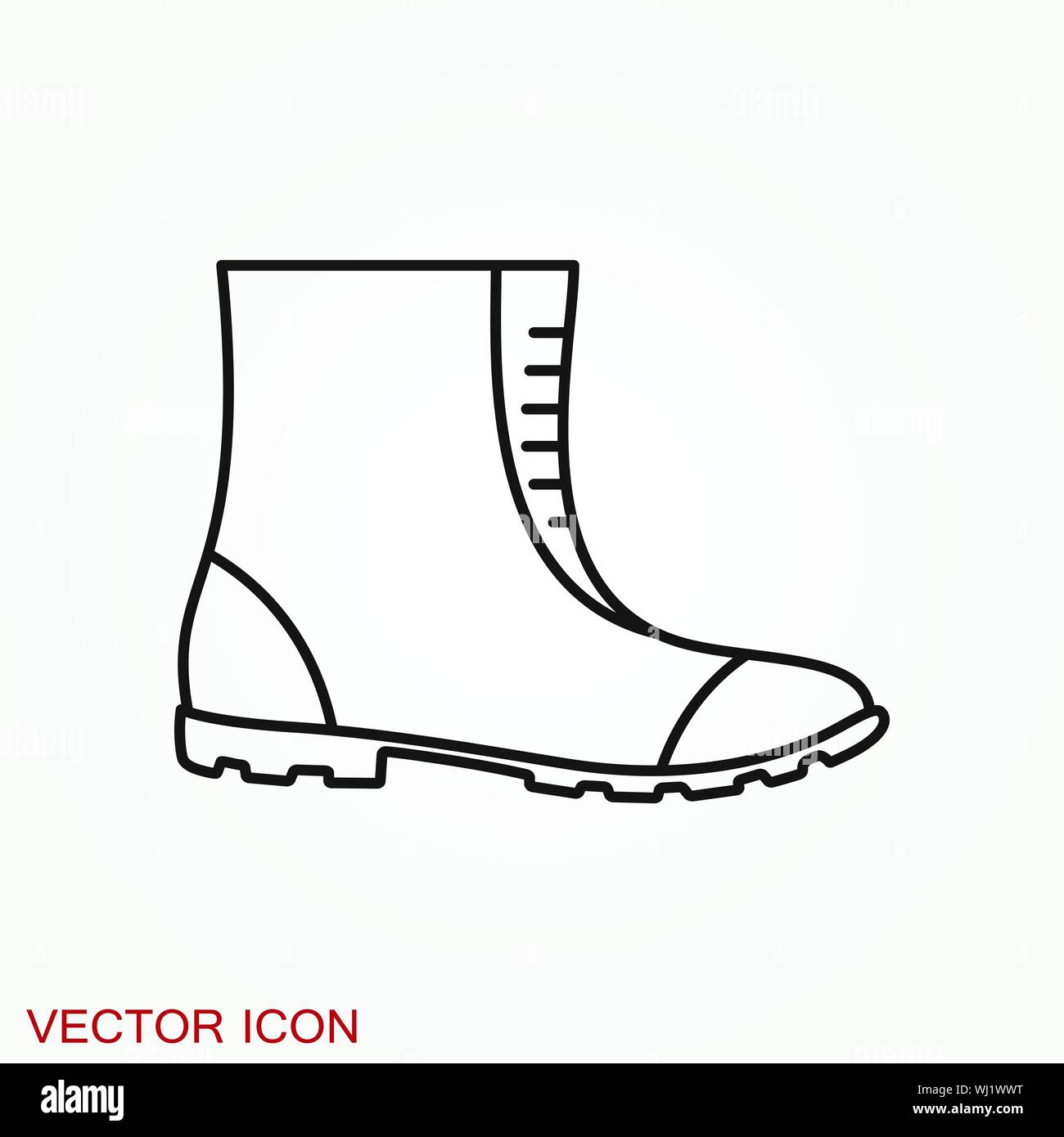 Boot vector icon, high shoe icon, working boot icon Stock Vector Image ...