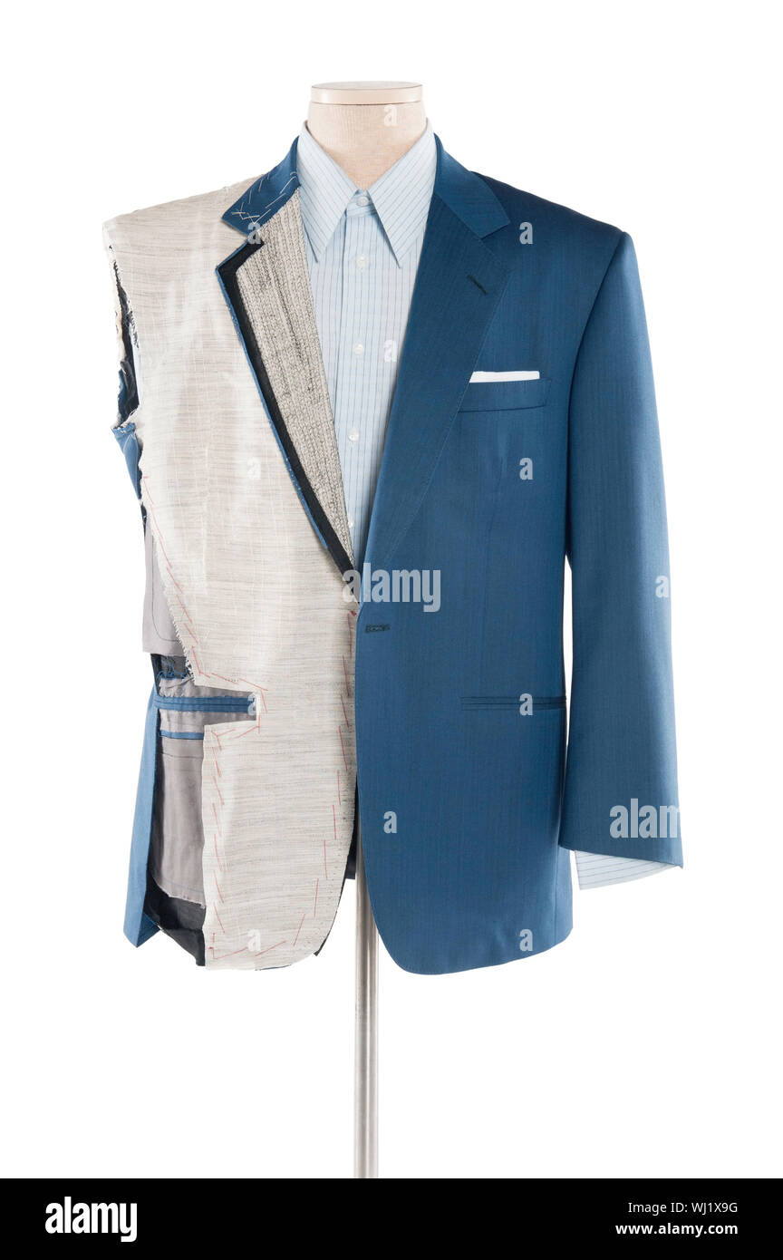 Suit on tailor's dummy over white background Stock Photo - Alamy