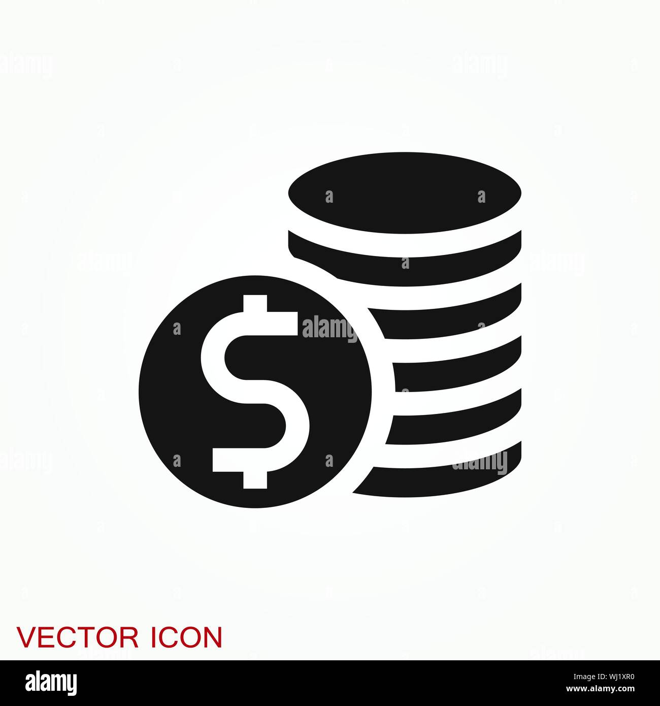 Coins Icon isolated on background. Money symbol Stock Vector Image ...