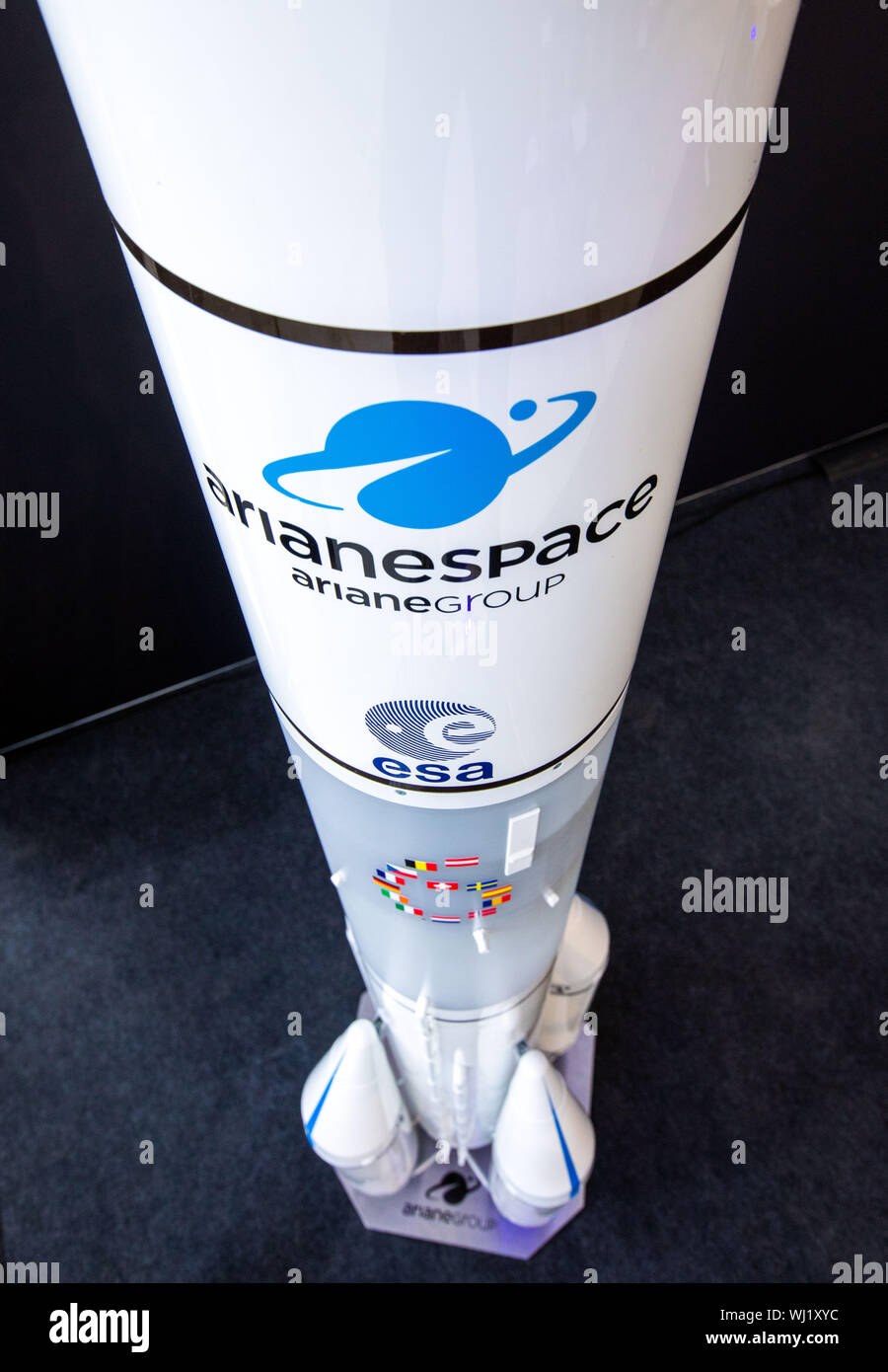 Rostock, Germany. 30th Aug, 2019. The model of the new Ariane 6 ...