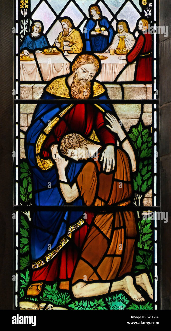 North nave window (detail). The Prodigal Son. Church of Saint James ...