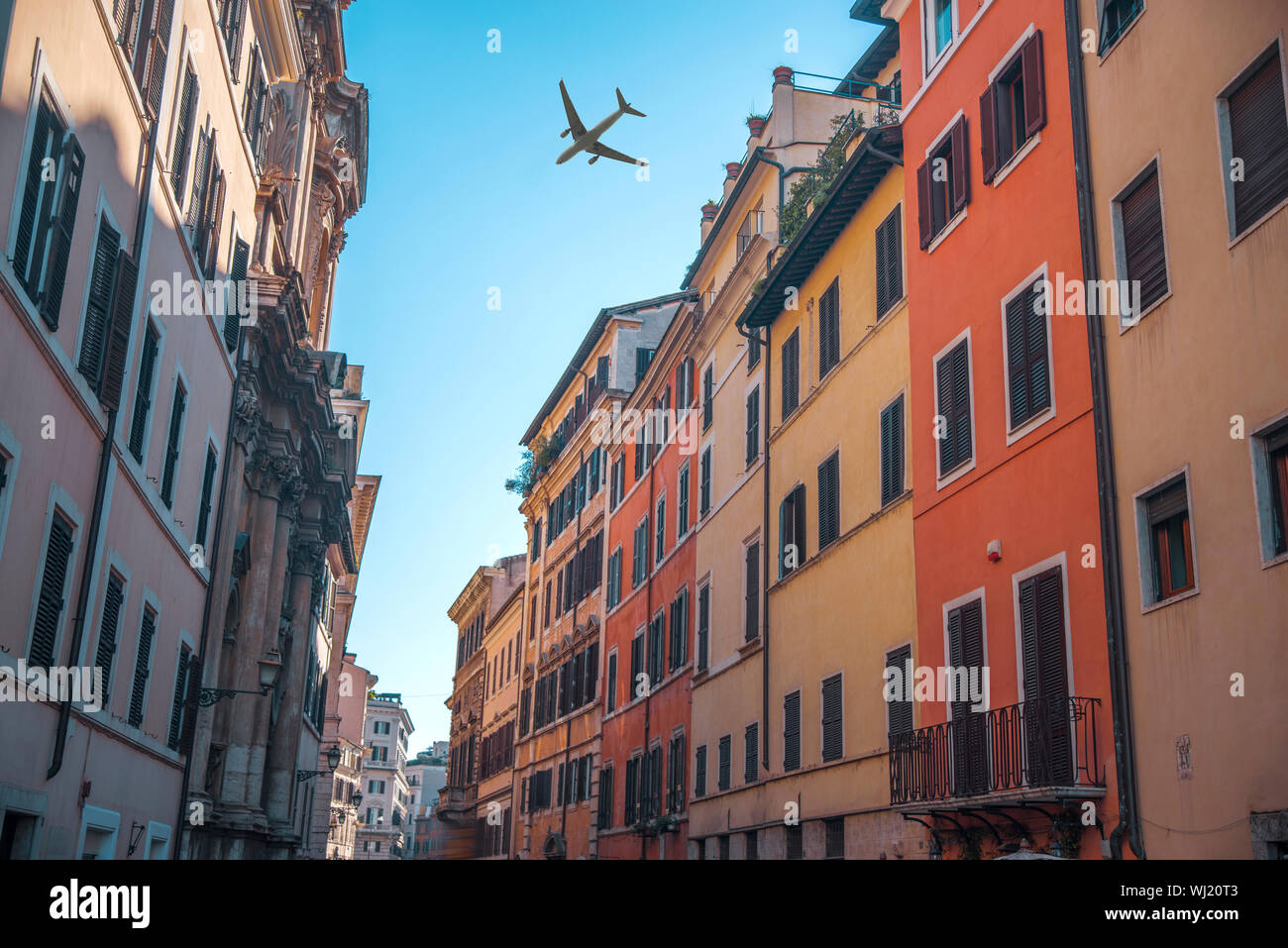 the plane flies over the ancient streets of Rome Stock Photo - Alamy