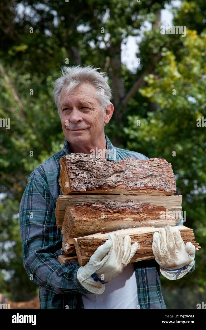 Man working carrying firewood hi-res stock photography and images - Alamy