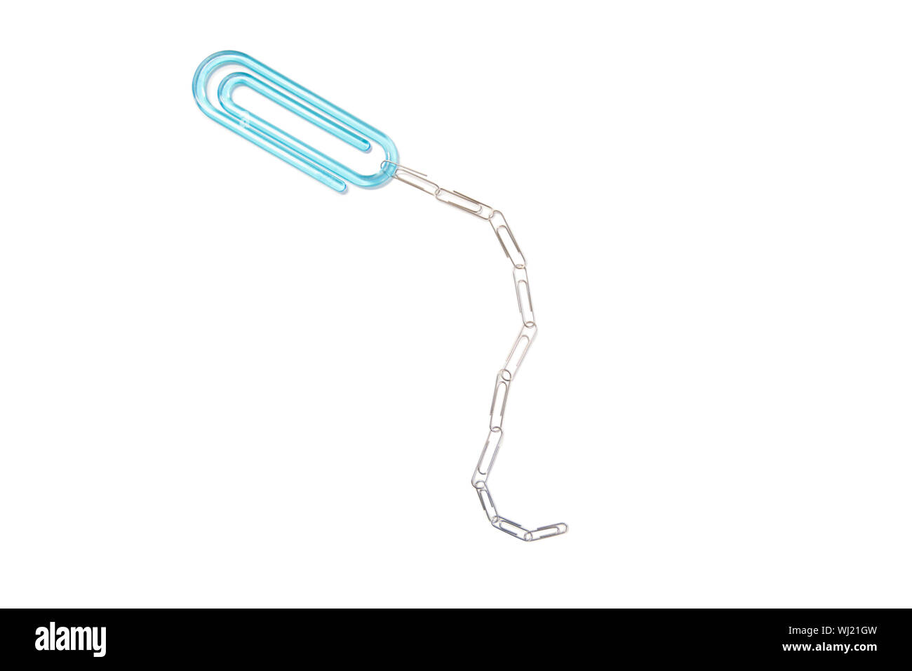 Paper clips linked together on white background Stock Photo - Alamy