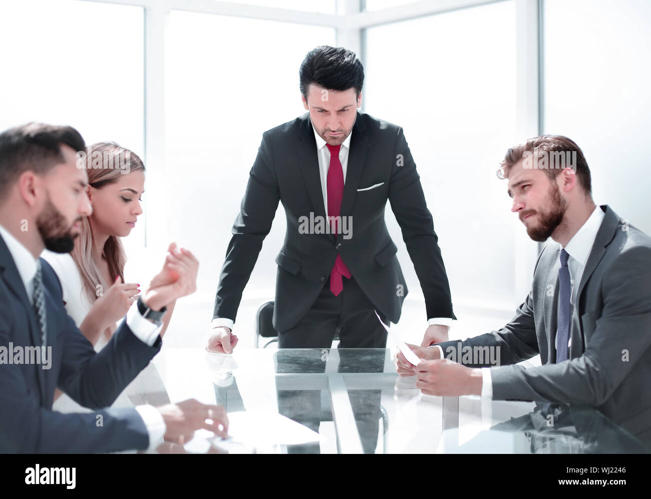 strict businessman terminates the contract with the employee.t Stock ...