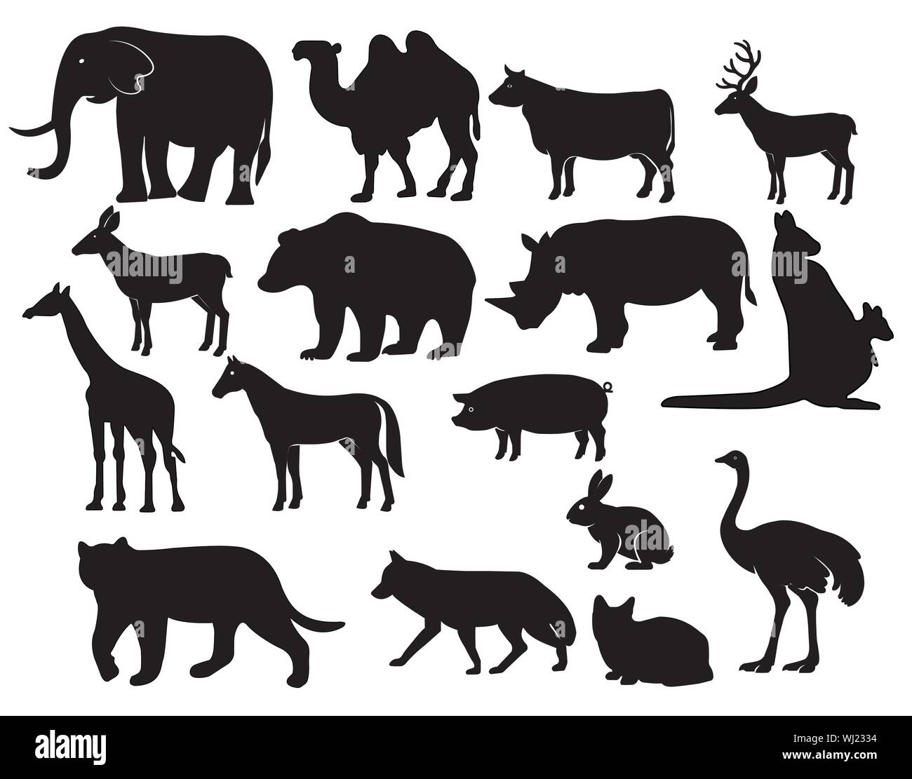 Vector flat black deer Cut Out Stock Images & Pictures - Alamy