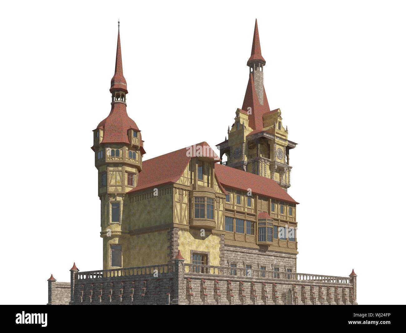 3D Illustration Fairy Tale Castle Isolated on White Background Stock ...