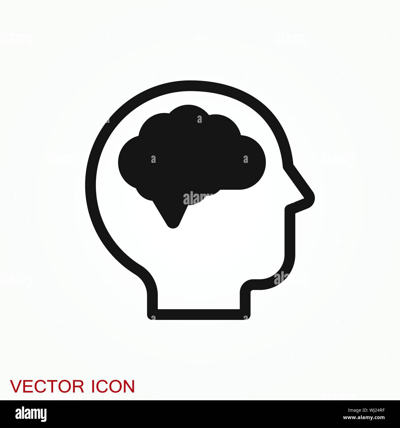 Brain vector icon. Simple illustration isolated on background Stock ...