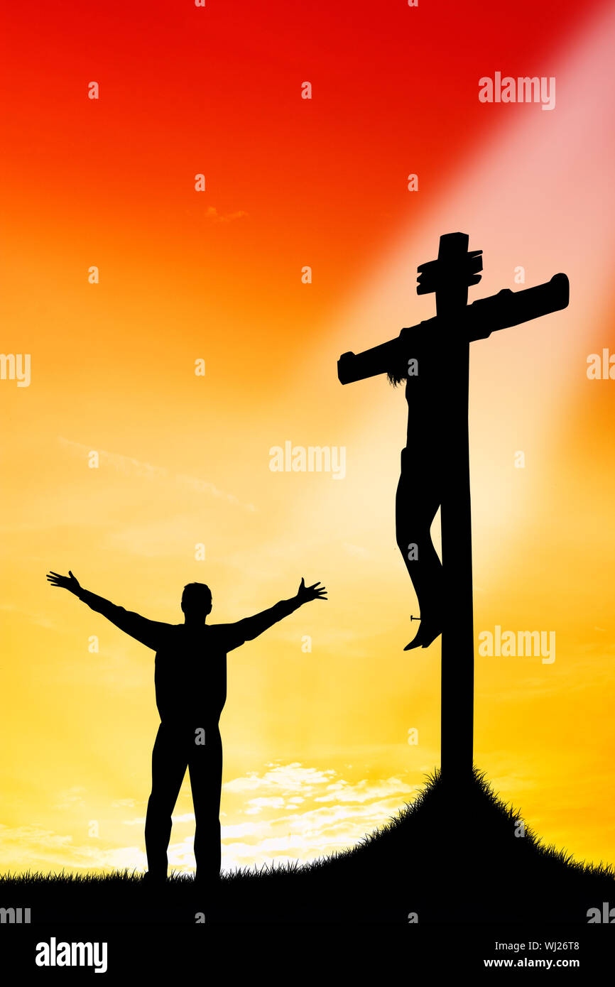 The cross at sunset Stock Photo - Alamy
