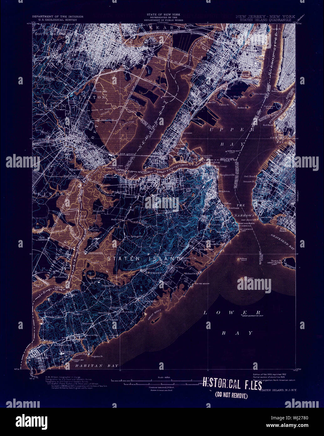 USGS TOPO Map New Jersey NJ Staten Island 255397 1900 62500 Inverted ...