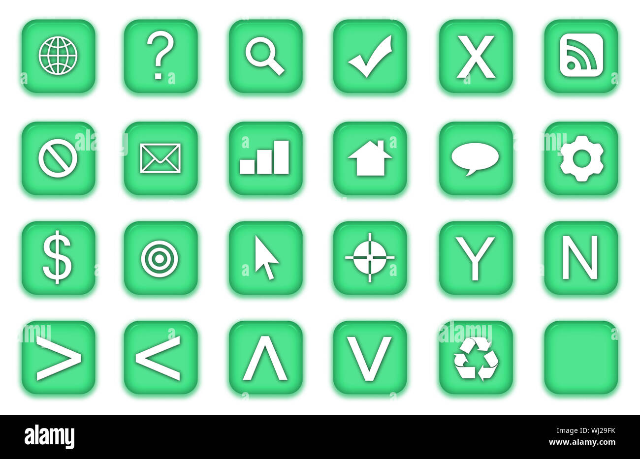 Web Icons Set in Aqua Green Symbols Stock Photo - Alamy