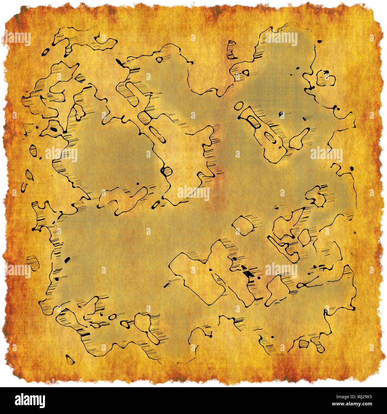 Cartography Cartoon Map on a Adventure Scroll Stock Photo - Alamy