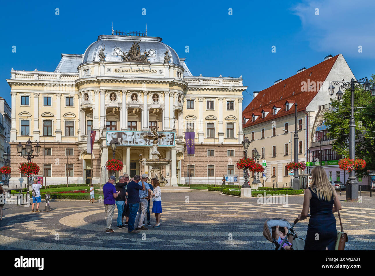 BRATISLAVA, SLOVAKIA - AUGUST 27, 2019: waters of Danube river flowing ...