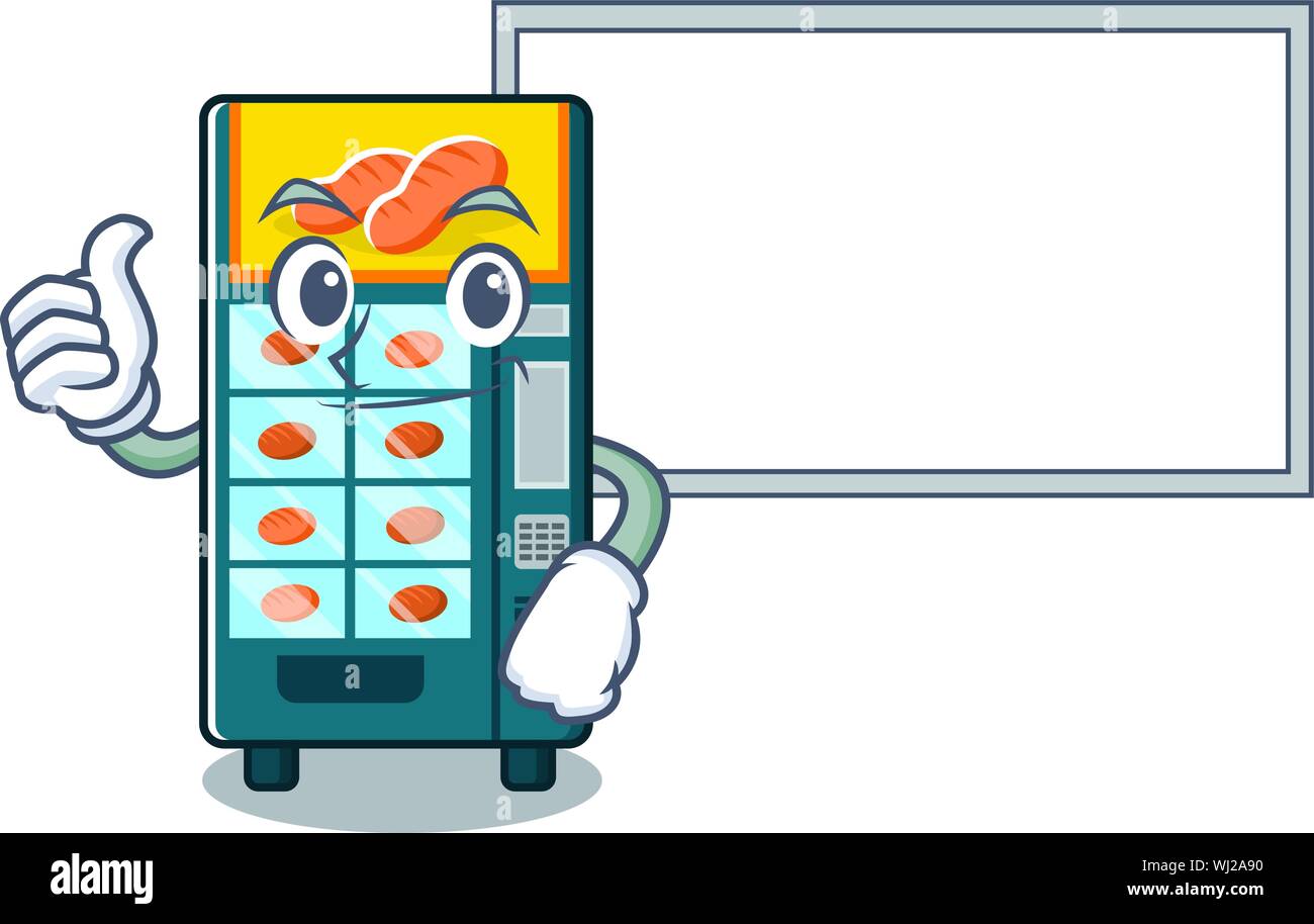 Thumbs up with board bakery vending machine isolated the cartoon Stock ...