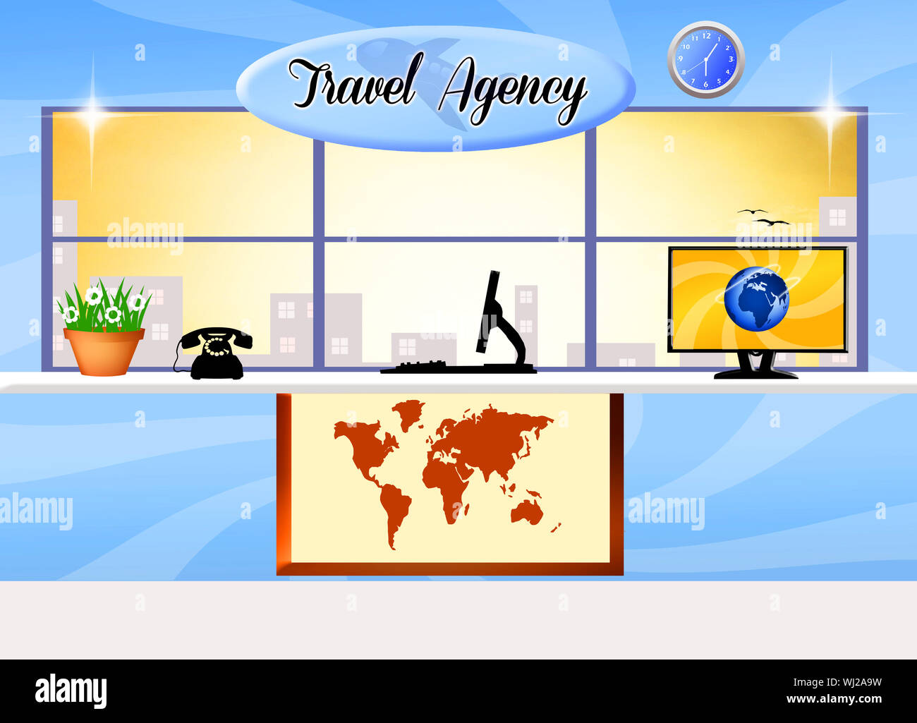 illustration of travel agency Stock Photo - Alamy