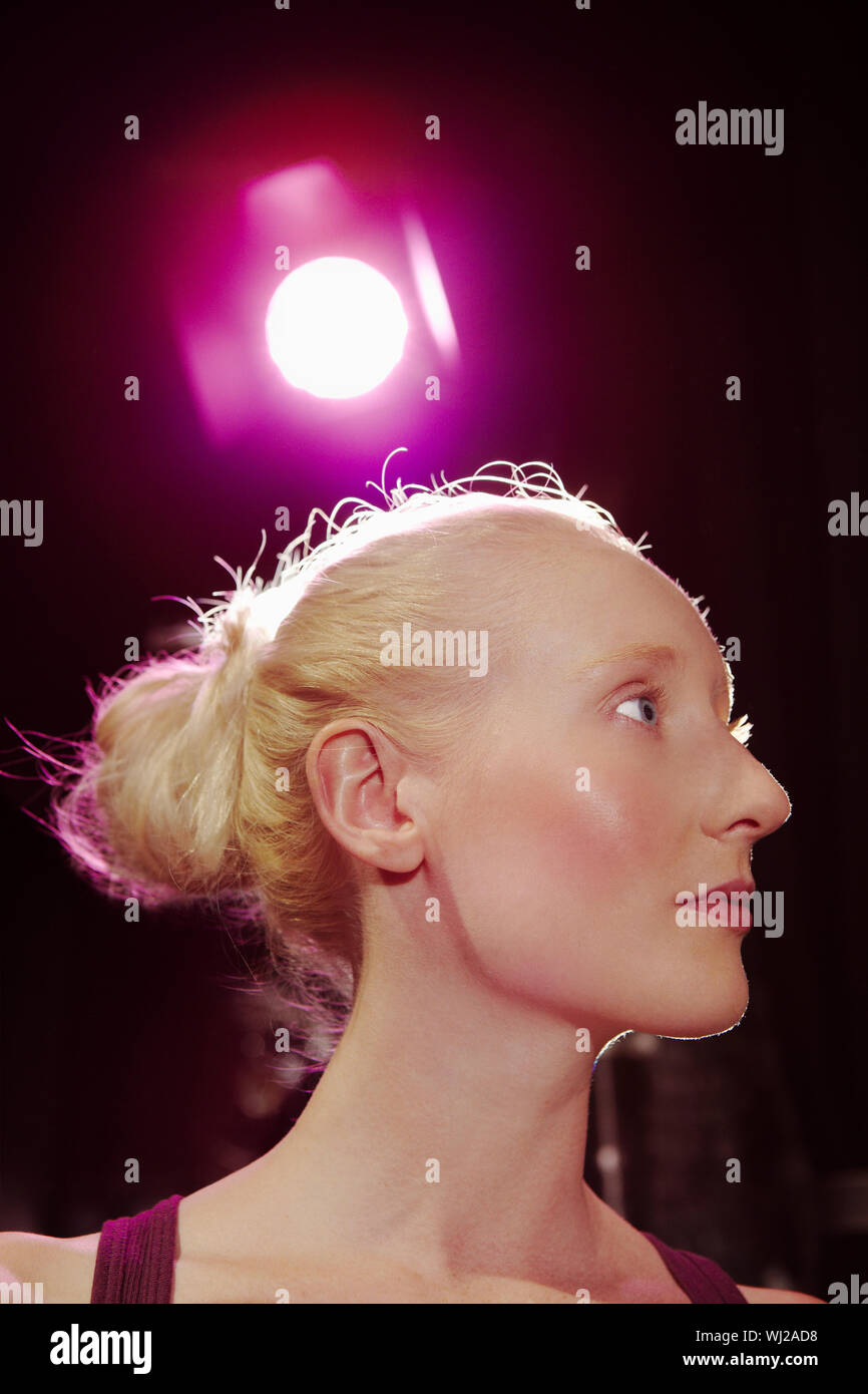 Woman low side hair bun hi-res stock photography and images - Alamy