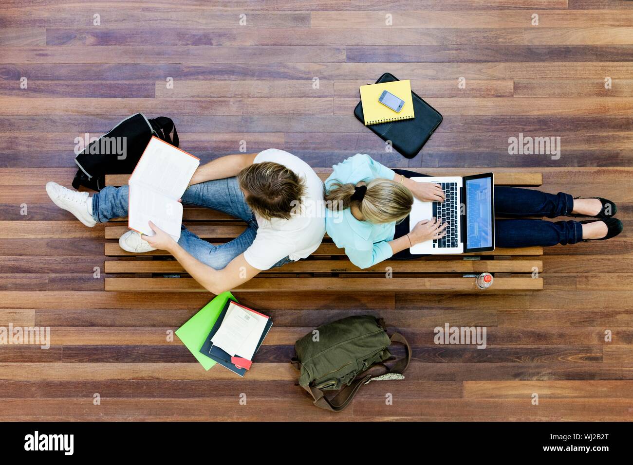 Top View Of University Students Studying Stock Photo - Alamy