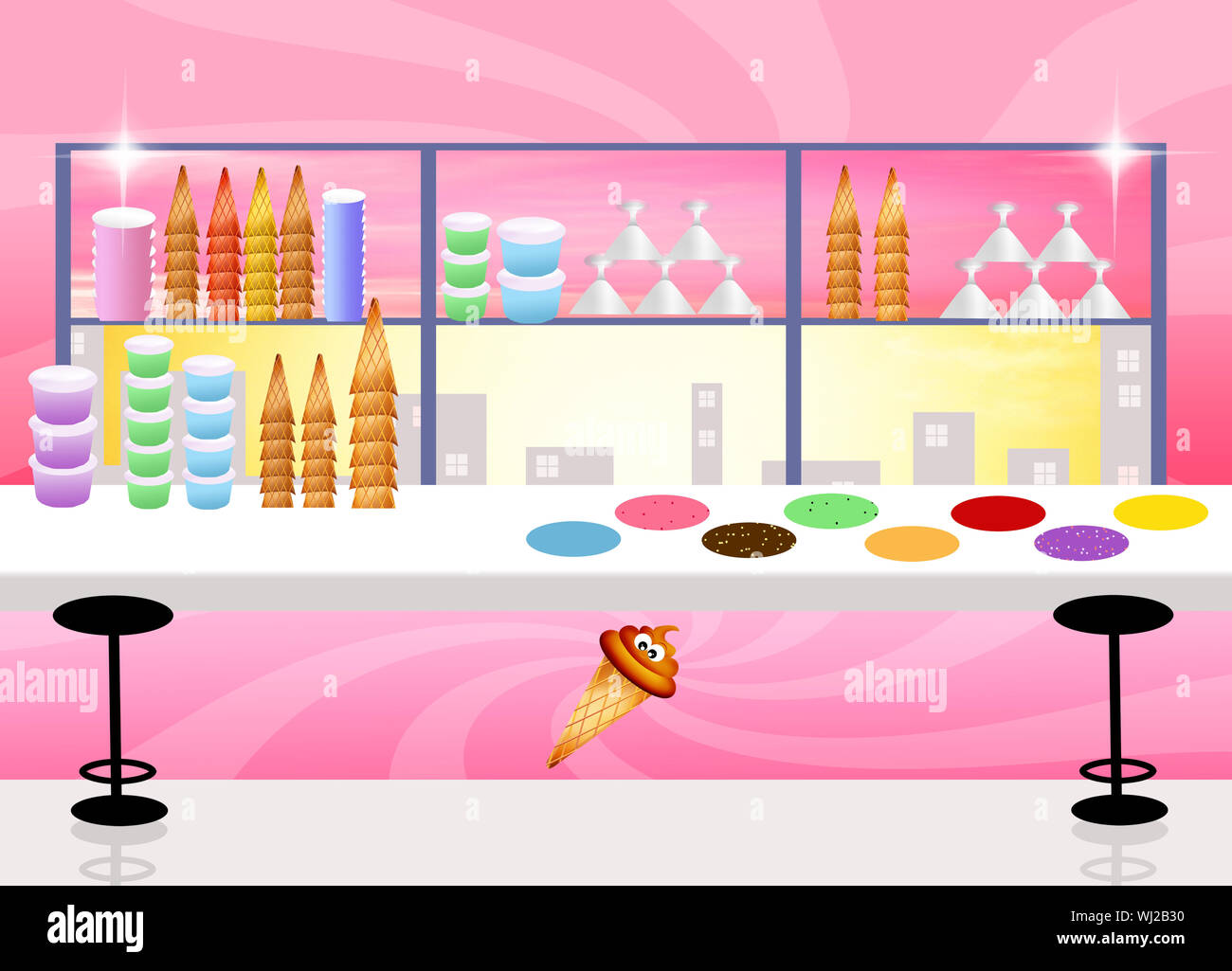 illustration of ice cream shop Stock Photo - Alamy