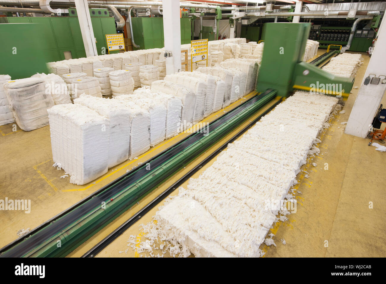 View of cotton materials at spinning factory Stock Photo - Alamy