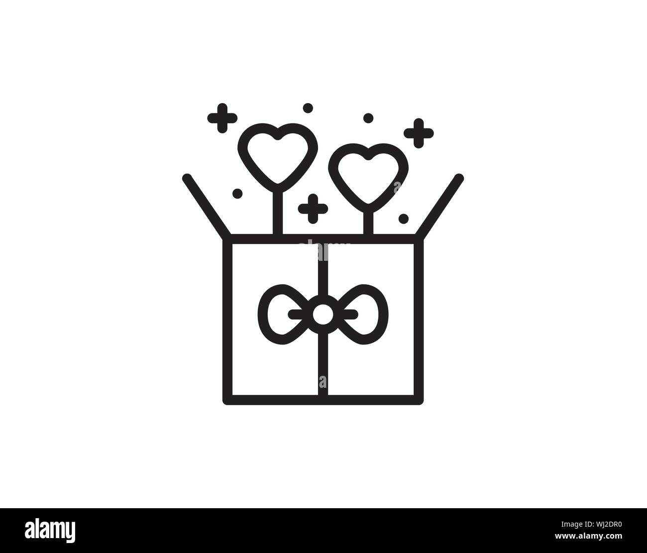 Gift box with ribbon line icon, outline vector sign, linear style ...