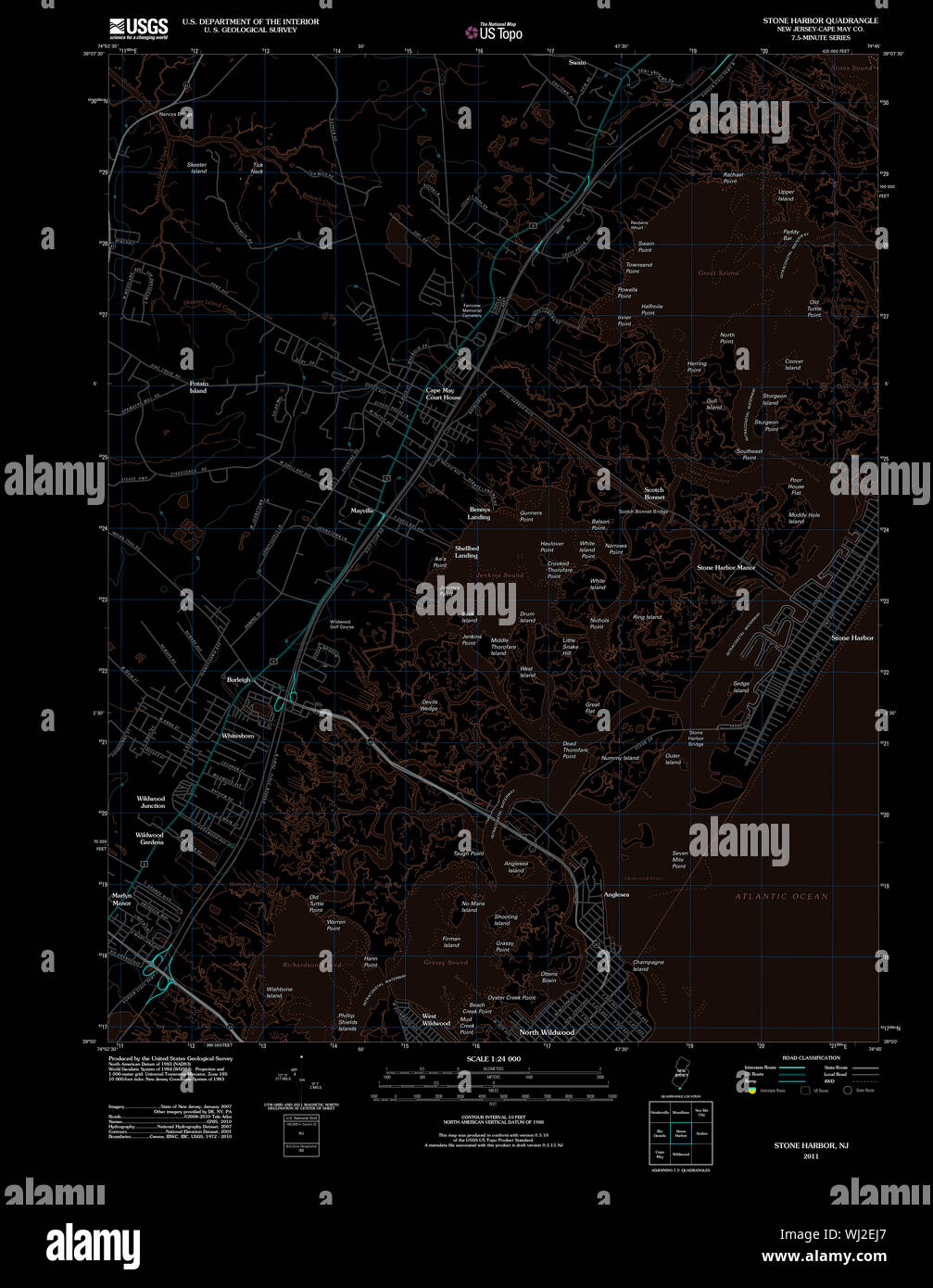 Stone Harbor New Jersey Map High Resolution Stock Photography and ...