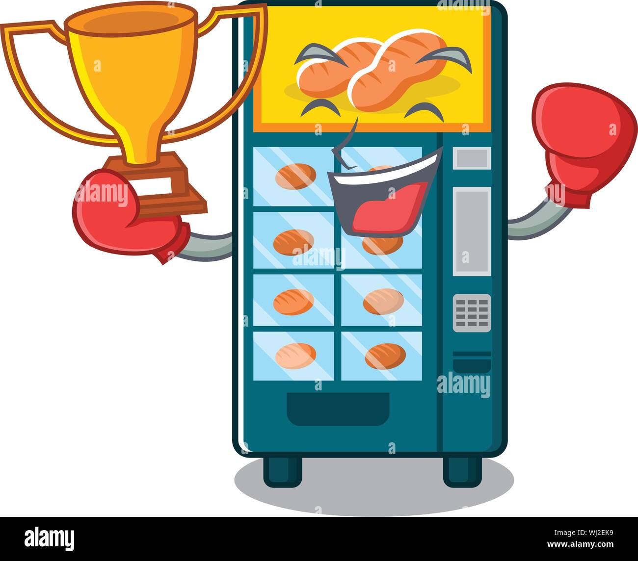 Boxing winner bakery vending machine in the cartoon Stock Vector Image ...