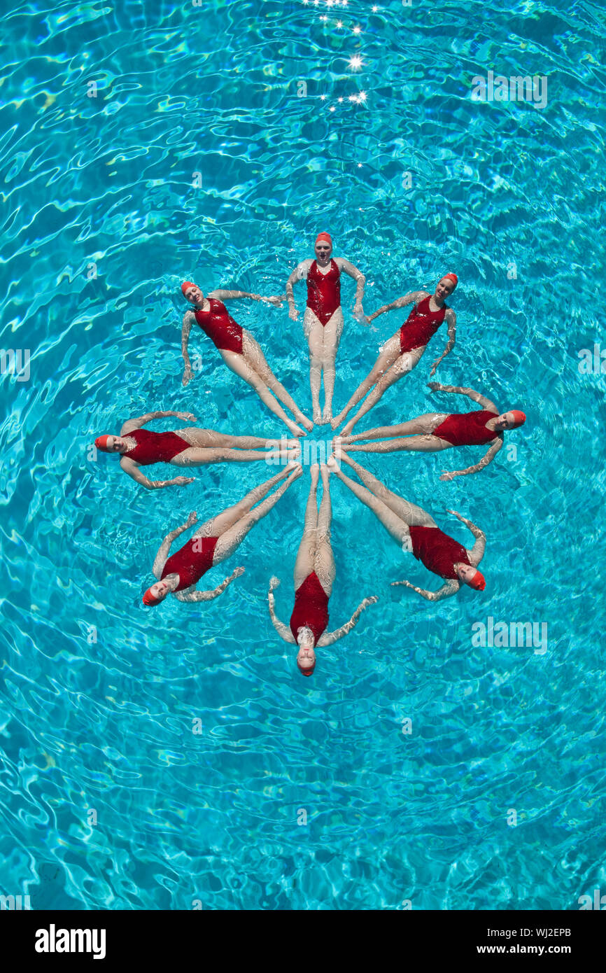 Group of synchronised swimmers forming a circle in pool Stock Photo - Alamy Group of synchronised swimmers forming a circle in pool Stock Photo - Alamy