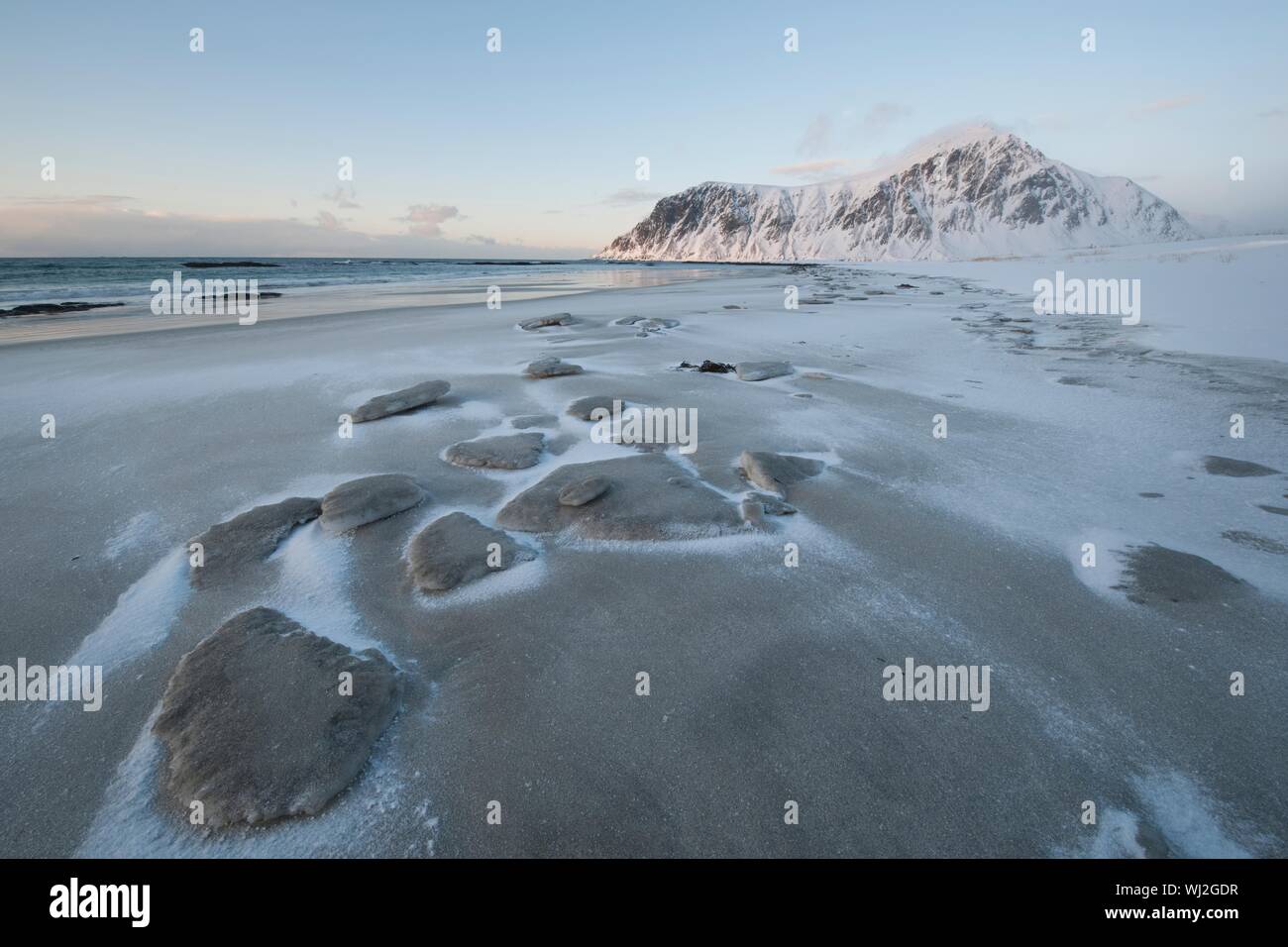 Salt residue on beach on Flakstadoya island Loftofen Norway Stock Photo ...