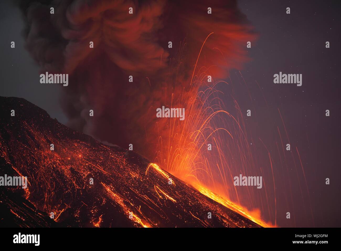 Molten lava erupting from Sakurajima Kagoshima Japan Stock Photo - Alamy