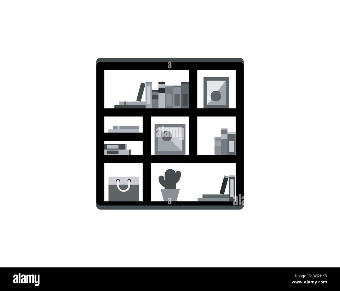 Bookcase library office furniture icon vector image Stock Vector Image ...