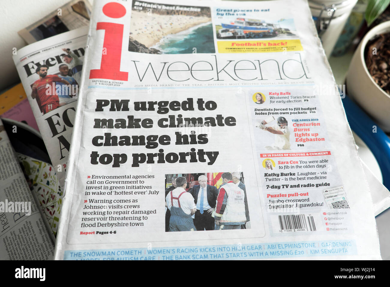 Boris Johnson "PM urged to make climate change his top priority" front ...