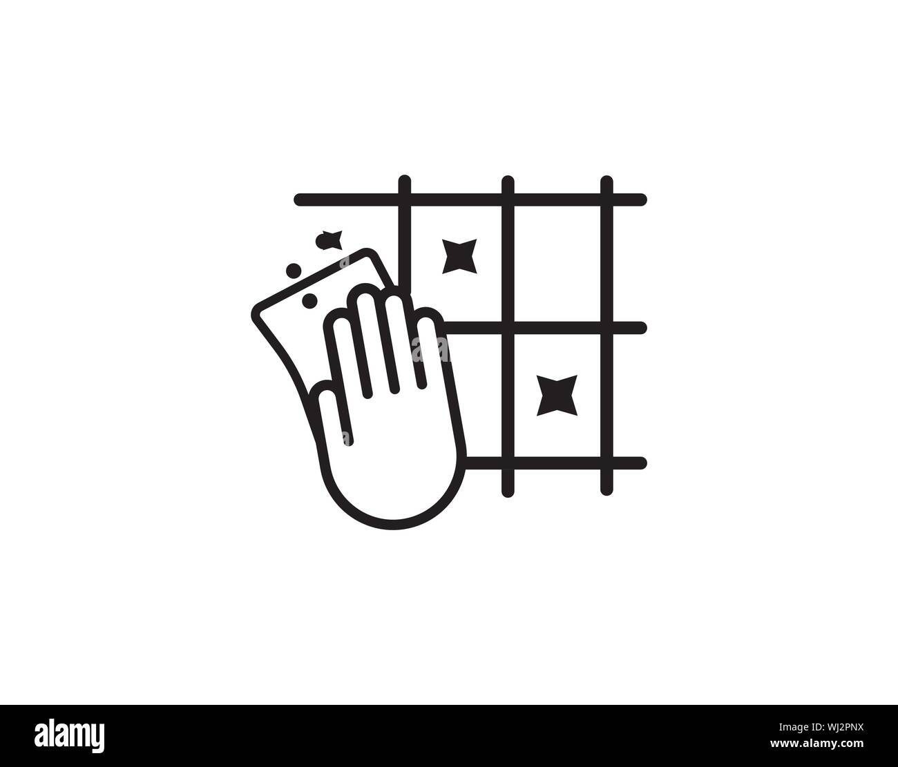 Cleaning napkin linear icon. Windows cleaning cloth. Thin line ...